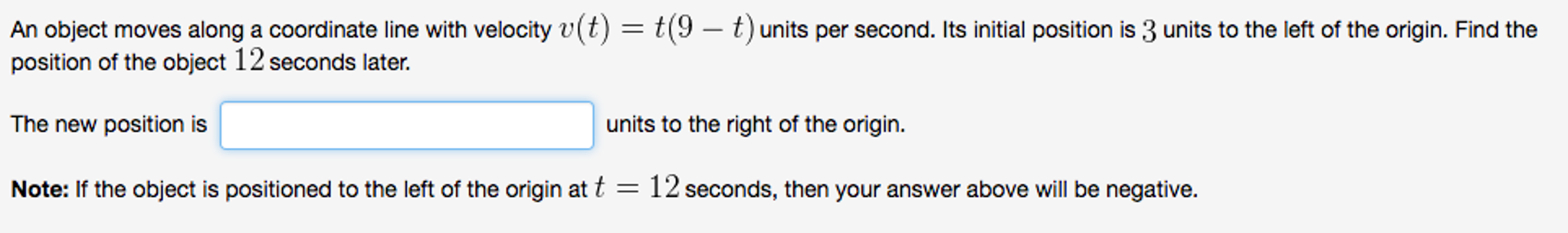 Solved An Object Moves Along A Coordinate Line With Velocity