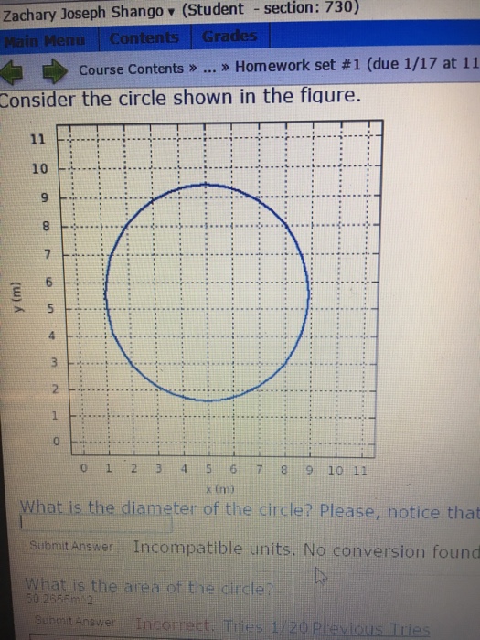 Solved Find diameter(notice circle passes through grid | Chegg.com