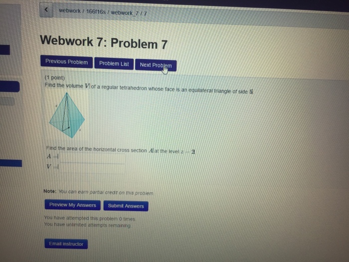 Solved Find the volume V of a regular tetrahedron whose face | Chegg.com