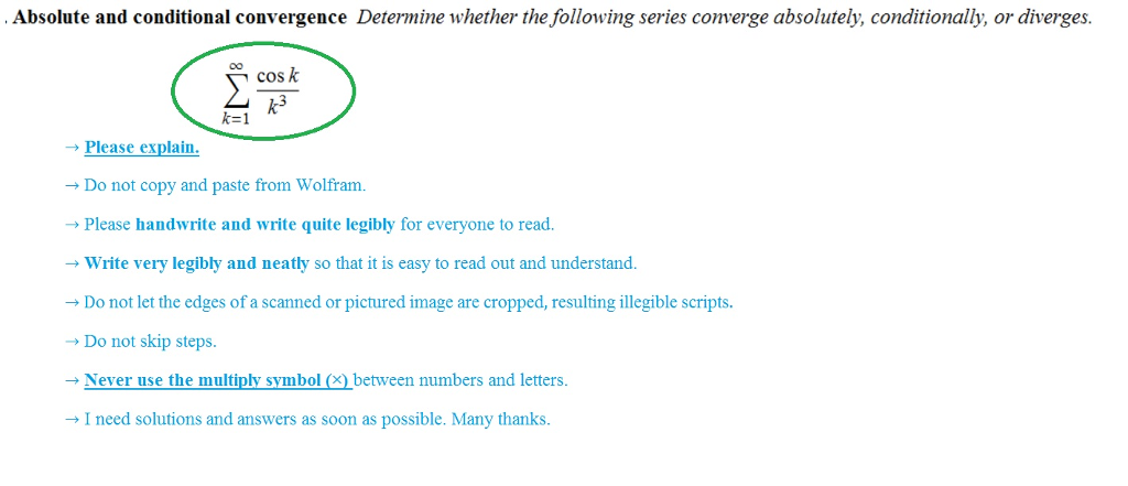 Solved Absolute and conditional convergence Determine | Chegg.com