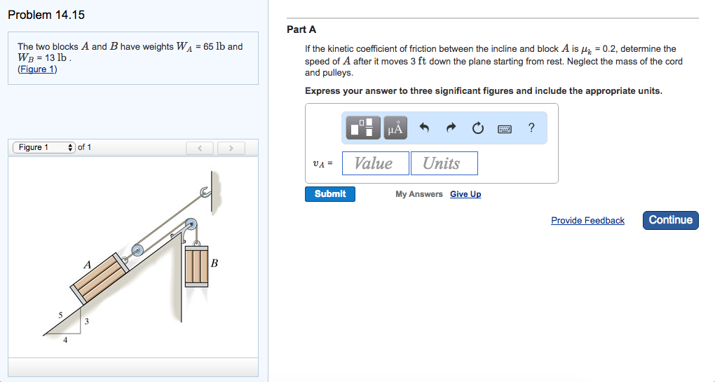 Solved The two blocks A and B have weights WA = 65 lb and WB | Chegg.com