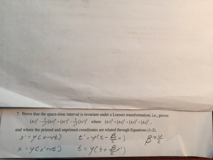 Solved Prove that the space-time interval is invariant under | Chegg.com
