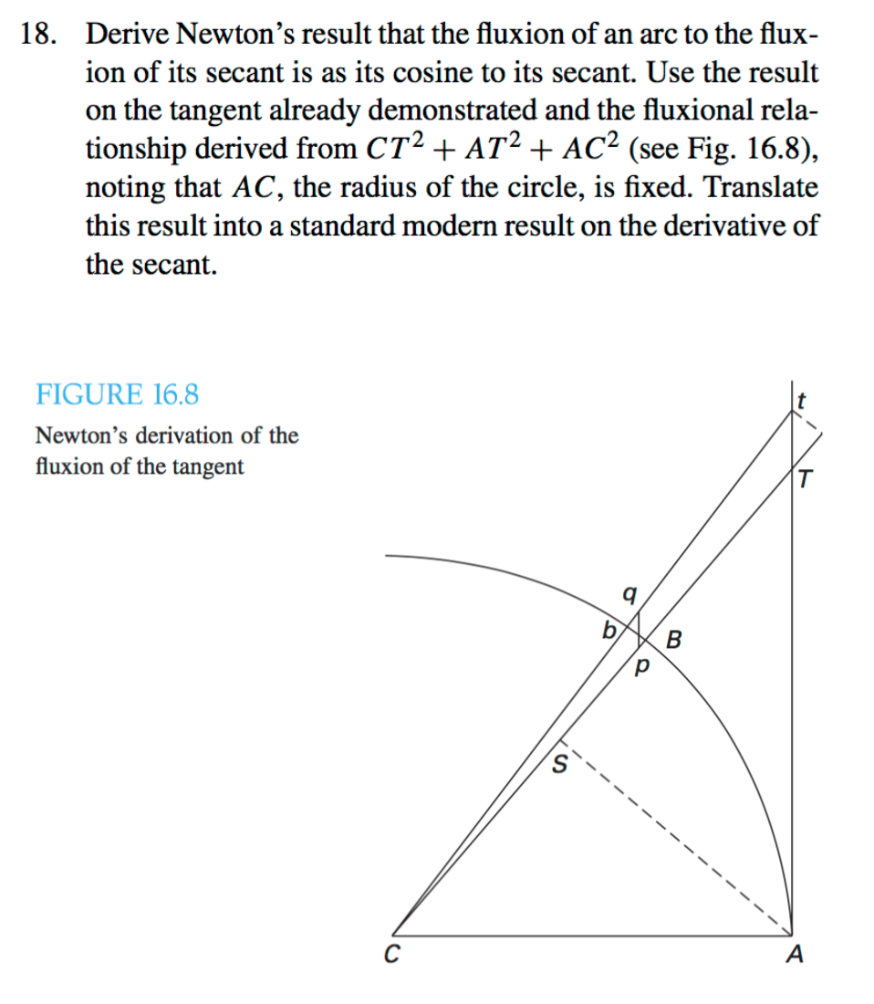 Derive Newton's result that the fluxion of an arc to | Chegg.com