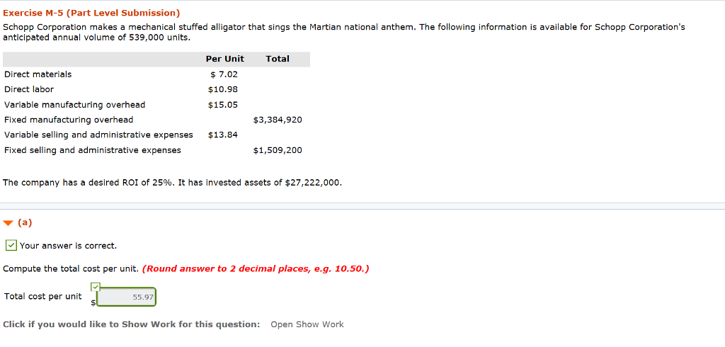 Solved Exercise M-5 (Part Level Submission) Schopp | Chegg.com