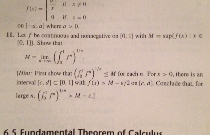 Solved 11. Let f be continuous and nonnegative on [0,1] with | Chegg.com