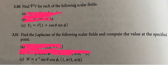 Solved Find nabla^2 V for each of the following scalar | Chegg.com