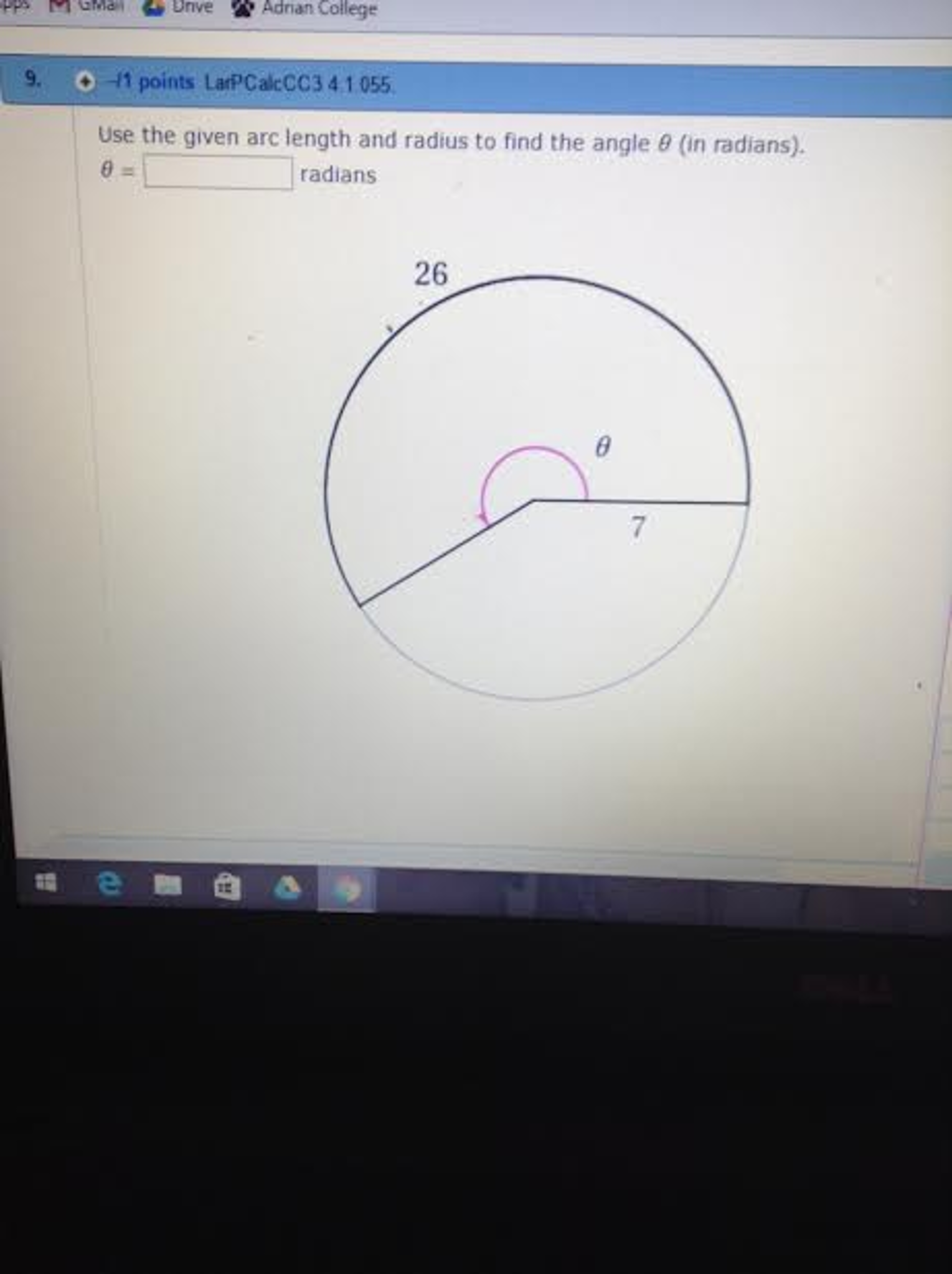 Solved Use the given arc length and radius to find the angle | Chegg.com