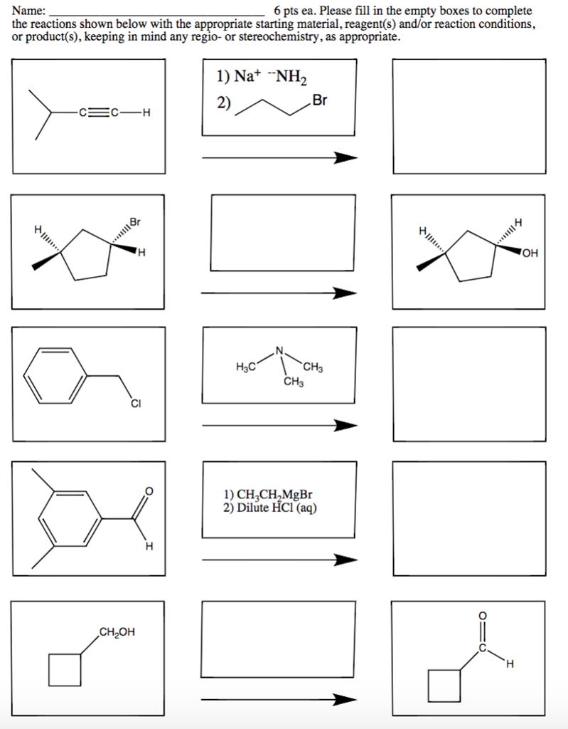 Solved 6 pts ea. Please fill in the empty boxes to complete | Chegg.com