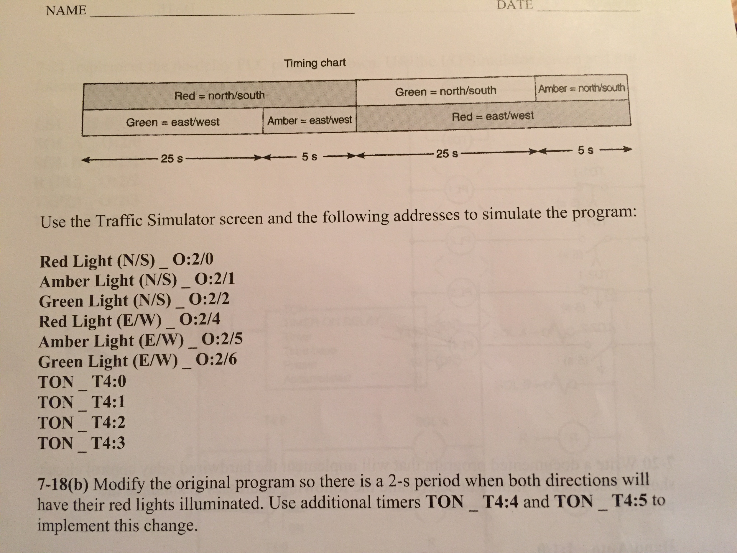 Solved A Implement The Control Of Traffic Lights In Two 