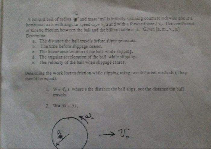 Solved A billiard ball of radius "a" and mass "m" is | Chegg.com
