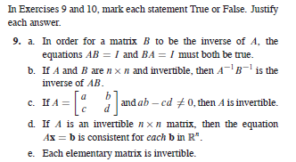 Solved In Exercises 9 and 10, mark each statement True or | Chegg.com