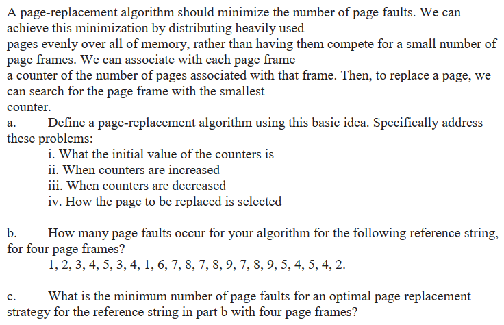 Solved A page-replacement algorithm should minimize the | Chegg.com