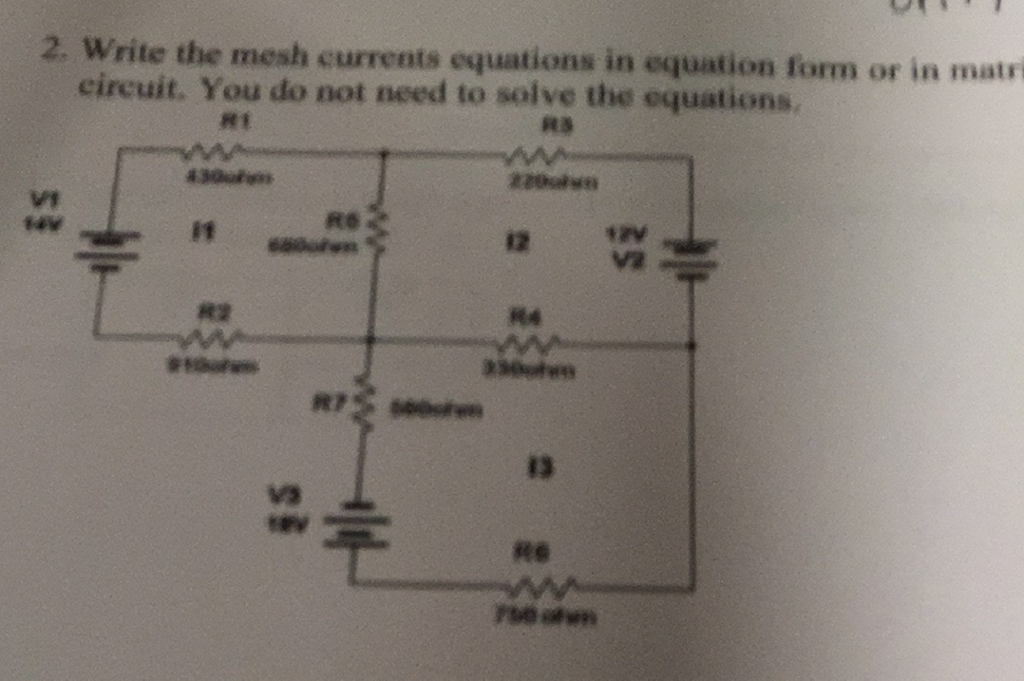 2. Write the mesh currents equations in equation form | Chegg.com