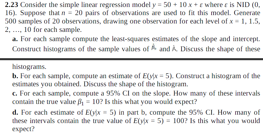 Consider the simple linear regression model y = 50 + | Chegg.com