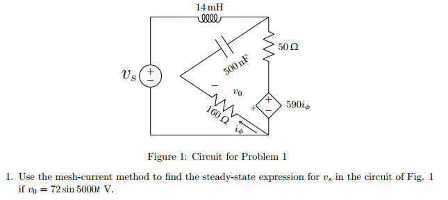 Solved Use the mesh-current method to find the steady-state | Chegg.com