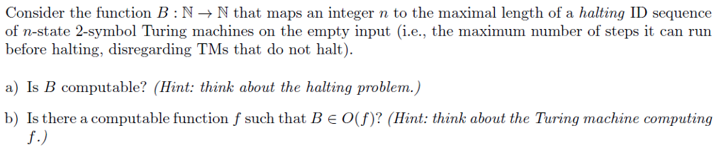 Solved Consider the function B:N N that maps an integer n to | Chegg.com