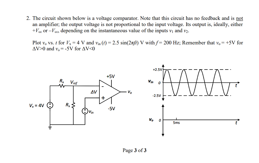 Solved 2. The circuit shown below is a voltage comparator. | Chegg.com