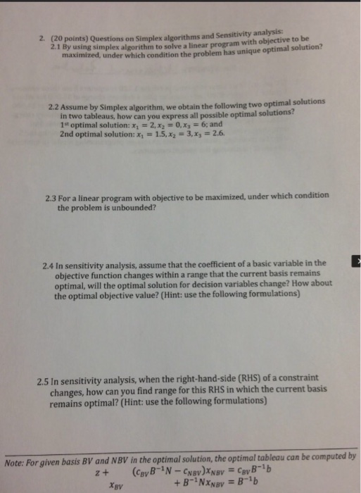 Solved Questions On Simplex Algorithms And Sensitivity 4639