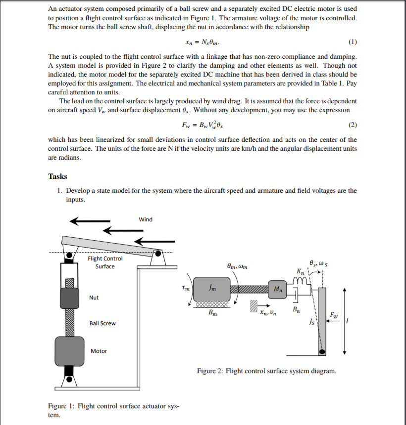 Solved An actuator system composed primarily of a ball screw | Chegg.com