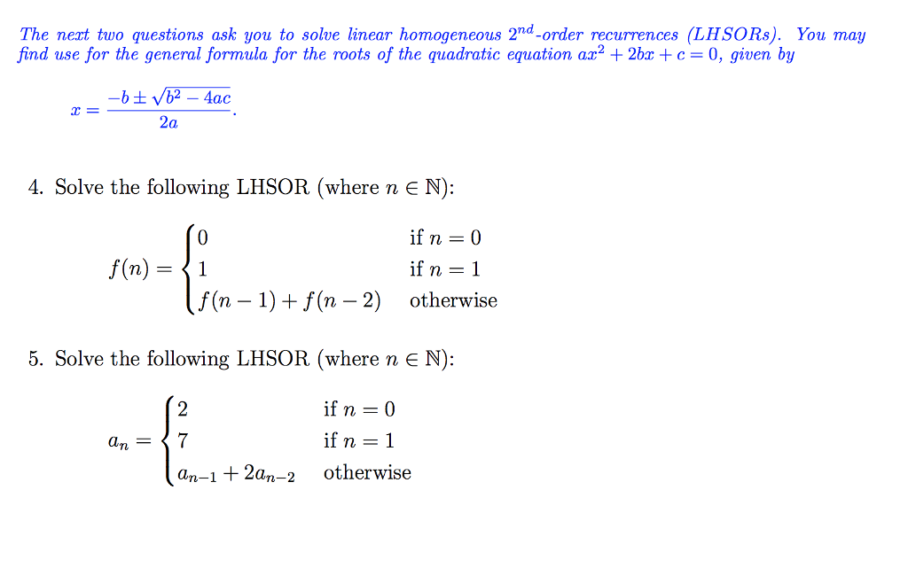 Solved The next two questions ask you to solve linear | Chegg.com