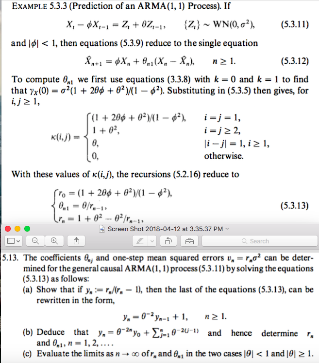 ExaMPLE 5.3.3 (Prediction of an ARMA (1,1) Process). | Chegg.com