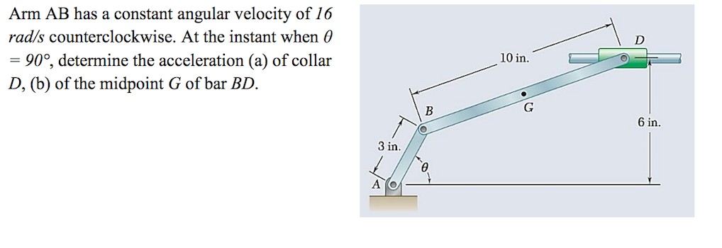 Solved Arm AB has a constant angular velocity of 16 rad/s | Chegg.com