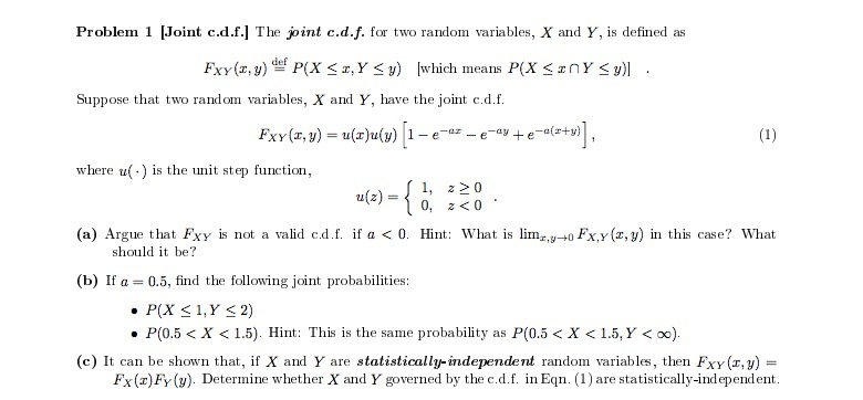 Solved The Joint Cdf For Two Random Variables X And Y