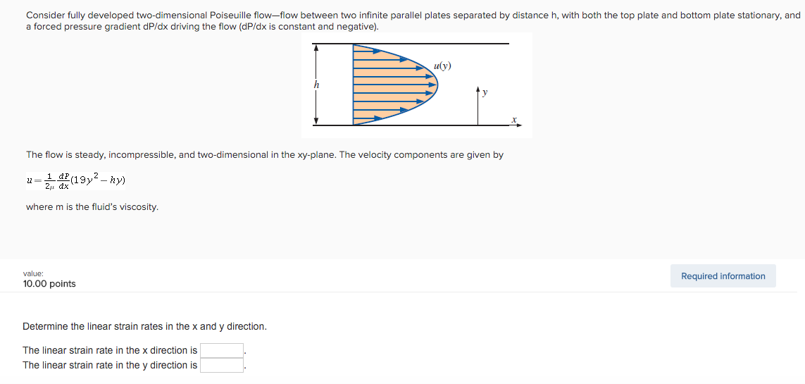 Consider fully developed two-dimensional Poiseuille | Chegg.com Consider fully developed two-dimensional Poiseuille | Chegg.com