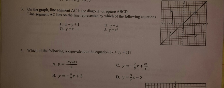 Solved 3. On the graph, line segment AC is the diagonal of | Chegg.com
