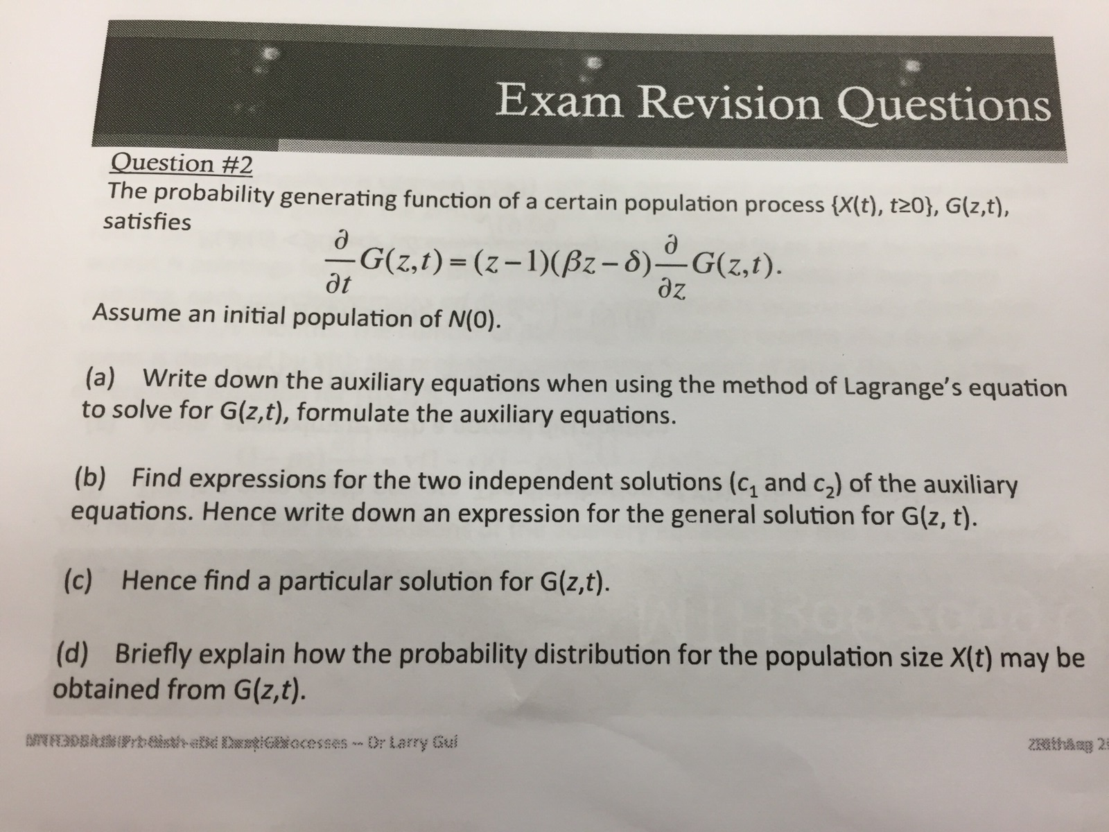 Solved The probability generating function of a certain | Chegg.com