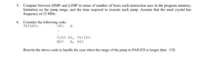 Solved Compare between SJMP and LJMP in terms of number of | Chegg.com