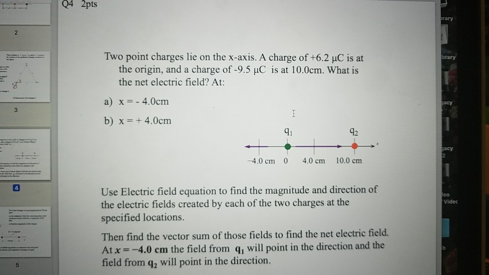 Solved 01 2pts Electric Charges and Forces and Fields At | Chegg.com