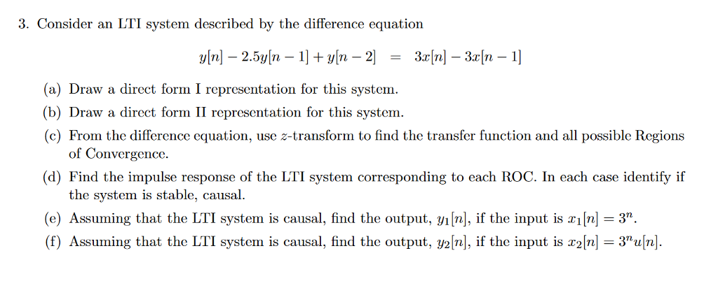 Solved 3. Consider an LTI system described by the difference | Chegg.com