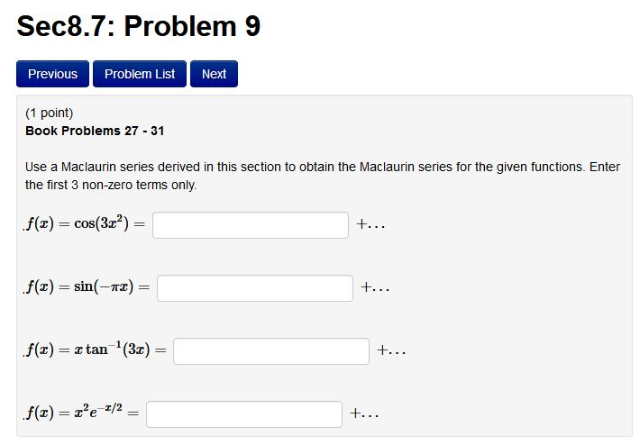 Solved Sec8.7: Problem 9 Previous Problem List Next (1 | Chegg.com Solved Sec8.7: Problem 9 Previous Problem List Next (1 | Chegg.com
