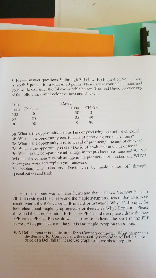 Solved 3. Please answer questions 3a through 3f below. Each | Chegg.com