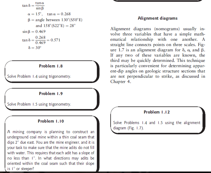Orthographic projection Apparent-dip problems involve | Chegg.com