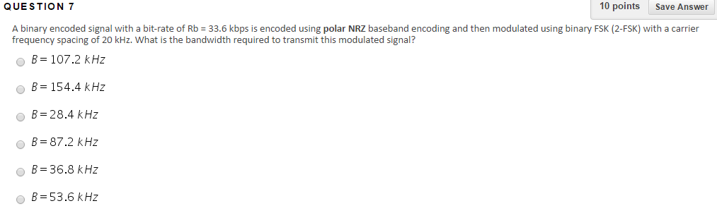 Solved A binary encoded signal with a bit-rate of Rb = 33.6 | Chegg.com