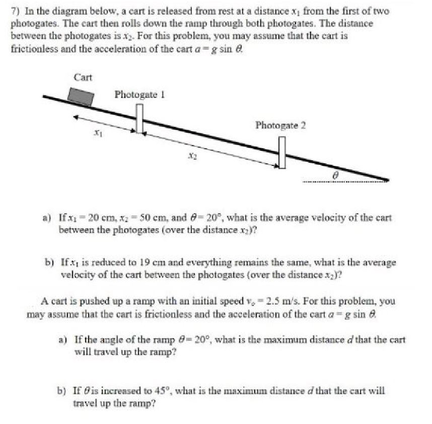 Solved In the diagram below, a cart is released from rest at | Chegg.com