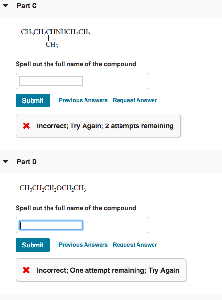 Solved Part C HNHCH,CH CH3 Spell out the full name of the | Chegg.com