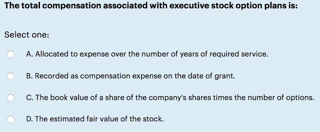 Solved The total compensation associated with executive | Chegg.com