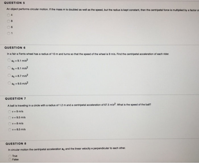 Solved An object performs circular motion. If the mass m is | Chegg.com