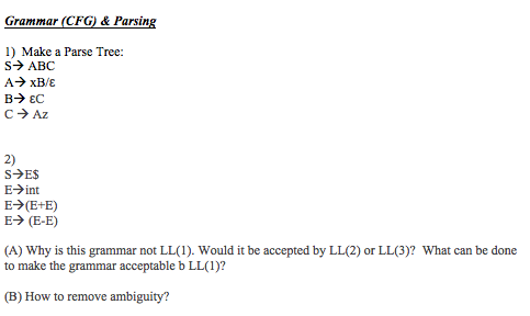 Solved Grammar (CFG) & Parsing Make a parse Tree: S | Chegg.com