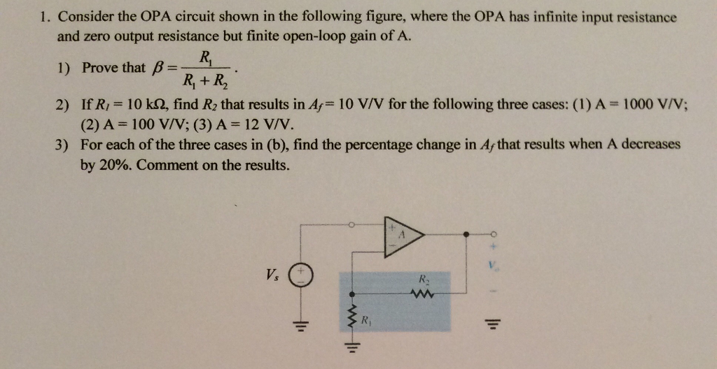 Solved Consider the OPA shown in the following figure, where | Chegg.com