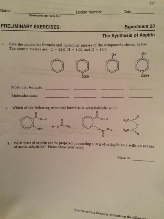 Solved 325 Name Locker Number Date Please print last name | Chegg.com