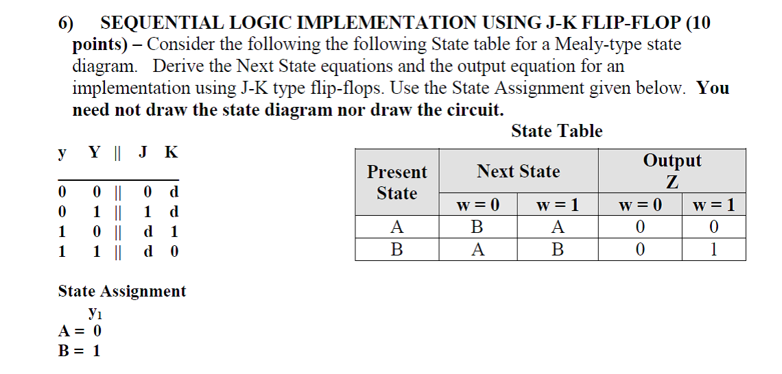 Solved Consider the following the following State table for | Chegg.com