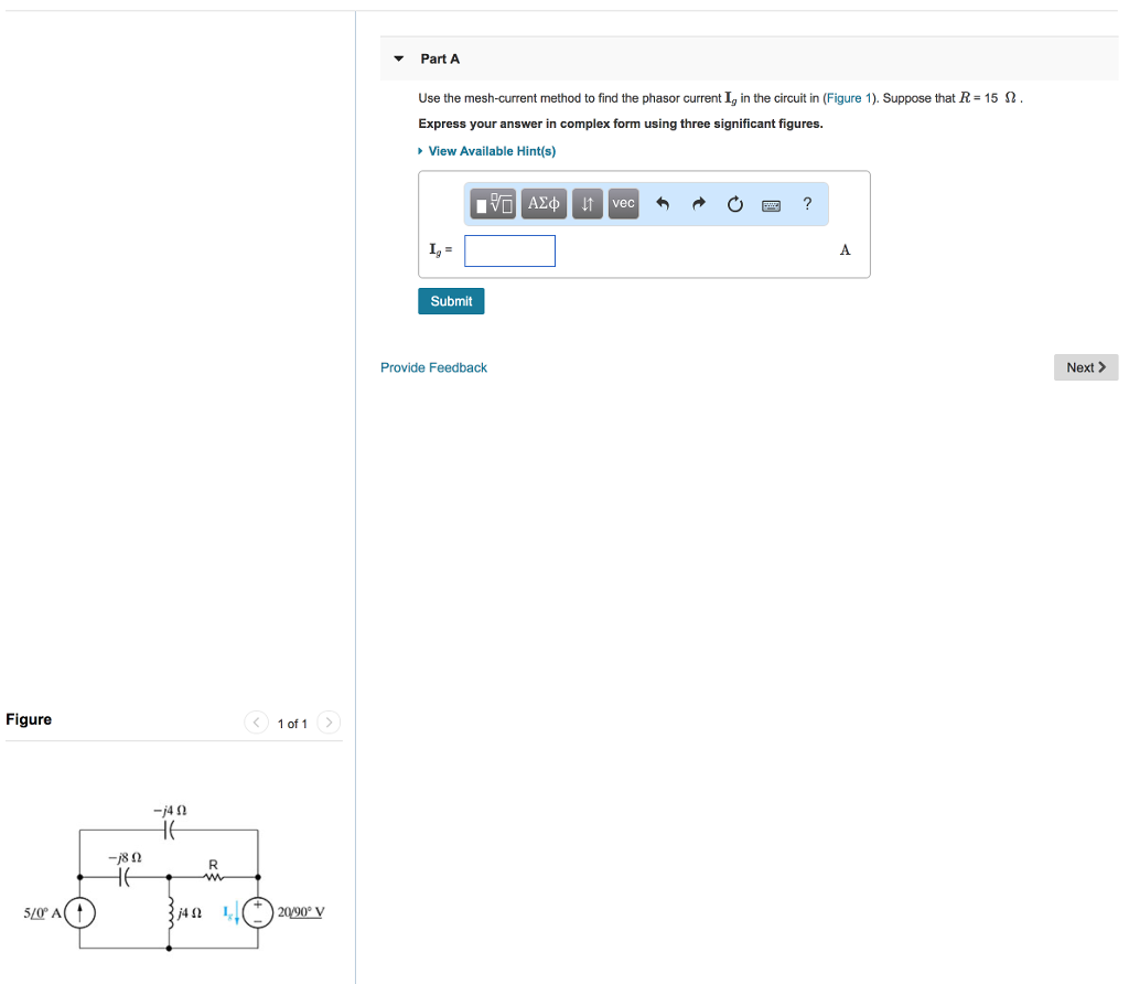 Solved Part A Use the mesh-current method to find the phasor | Chegg.com