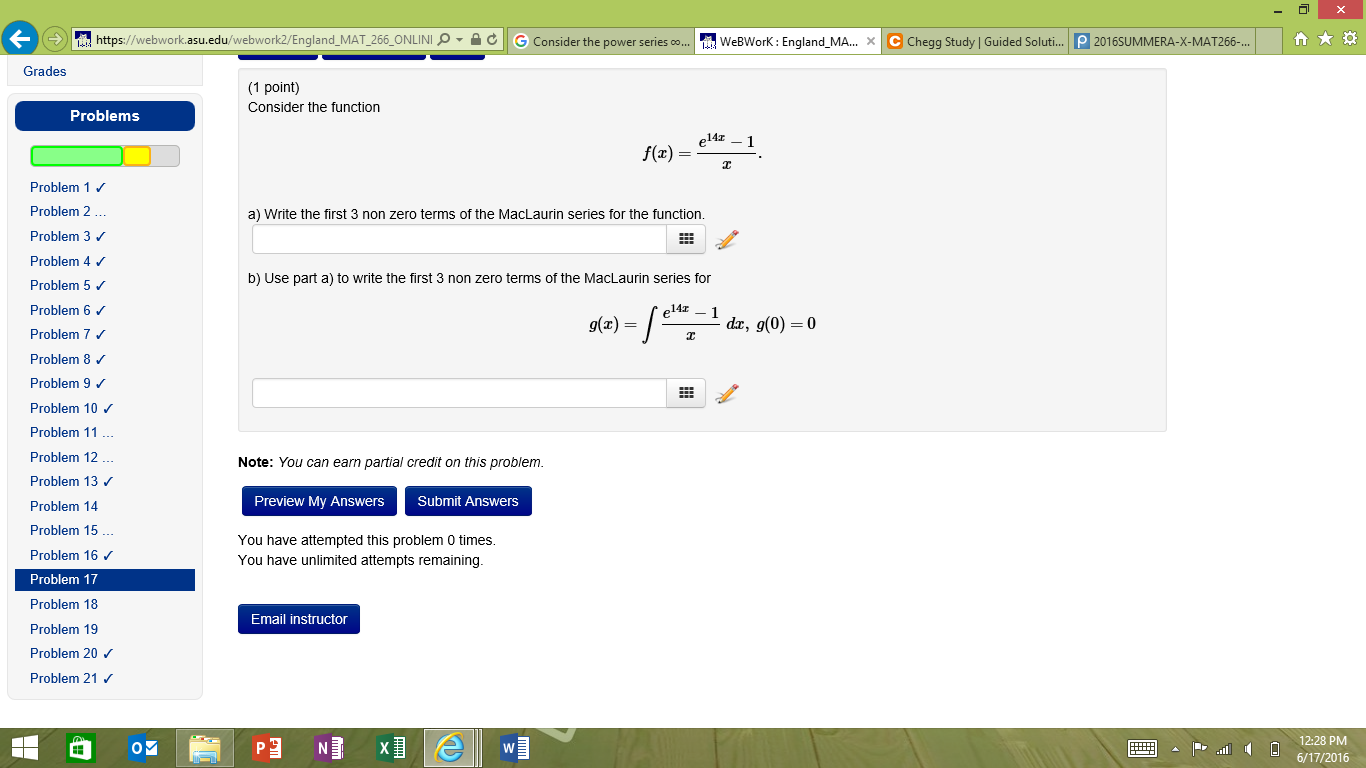 Solved Consider the function f(x) = e^14x - 1/x. Write the | Chegg.com