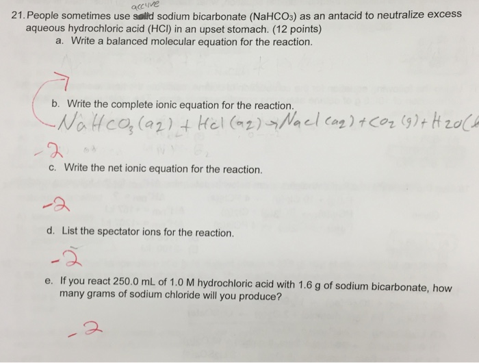Solved People sometimes use sodium bicarbonate (NaHCO_3) as | Chegg.com
