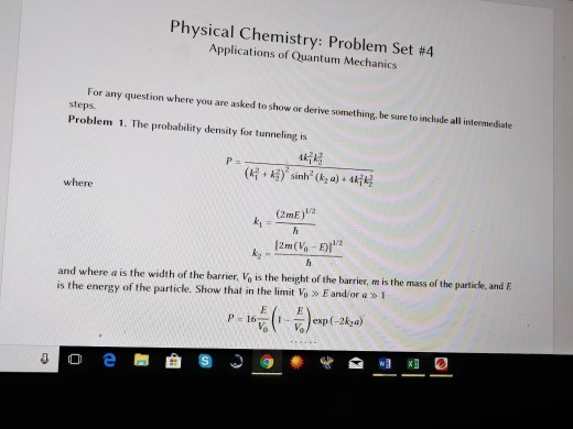 Solved Physical chemistry: Problem Set #4 Applications of | Chegg.com