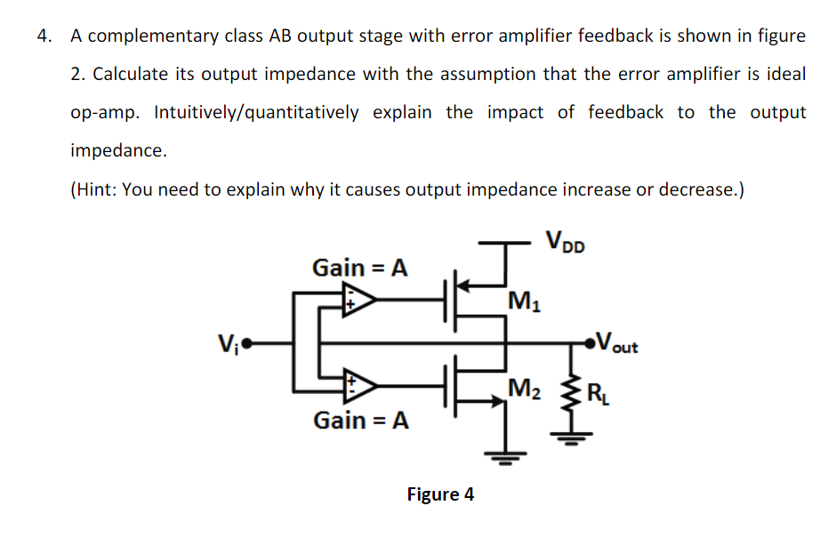 Solved . A complementary class AB output stage with error | Chegg.com